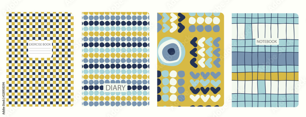 Set of cover page vector templates based on seamless patterns with ...