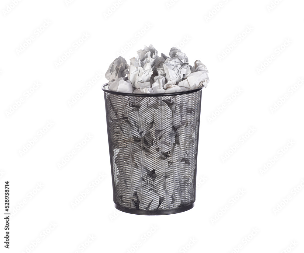 office bin with paper trash isolated on white background Stock Photo ...