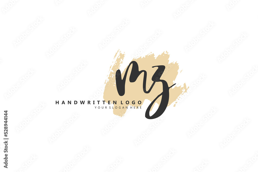 MZ Initial handwriting or handwritten logo for identity. Logo with ...
