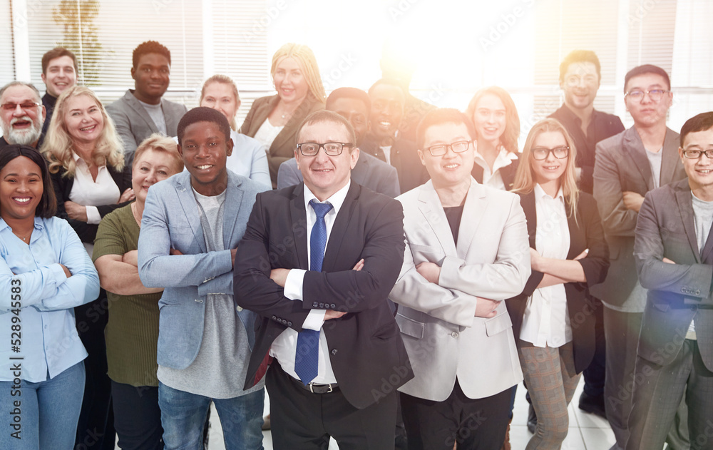 large group of diverse employees standing together. Stock Photo | Adobe ...