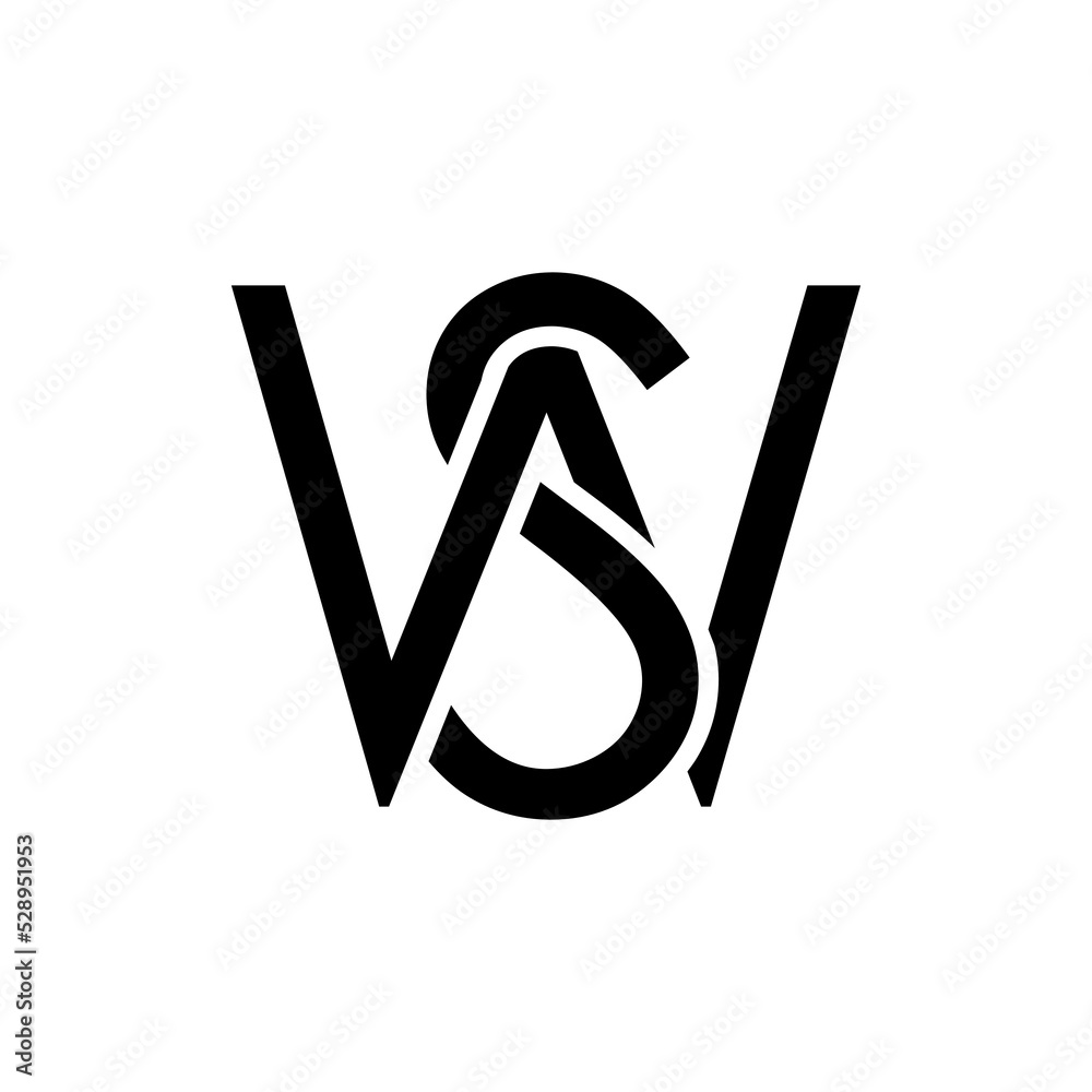 SW or WS icon logo design vector isolated on white background. Stock ...