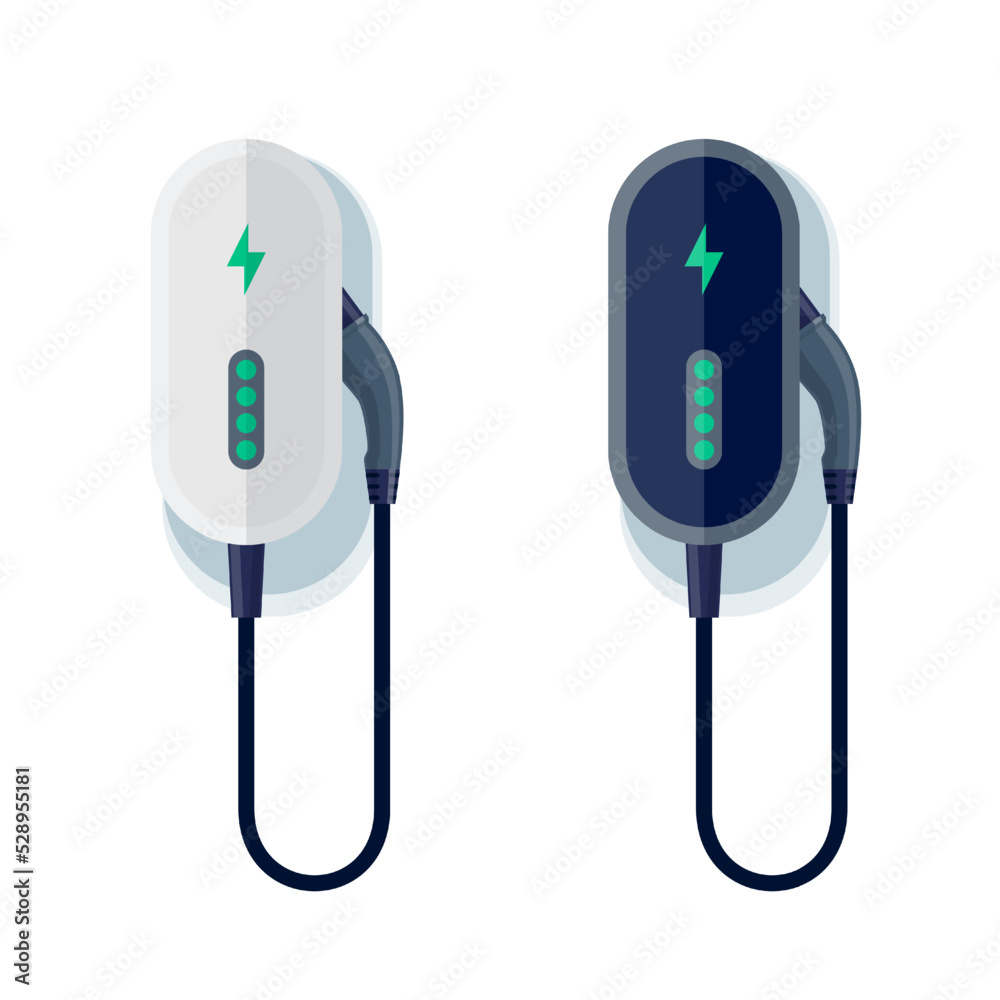 Vecteur Stock Electric car small home wall charger with cable. Fast ...