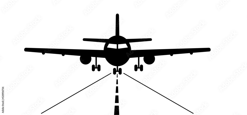 landing or soaring air plane line path. Take Off airplane, flight route ...