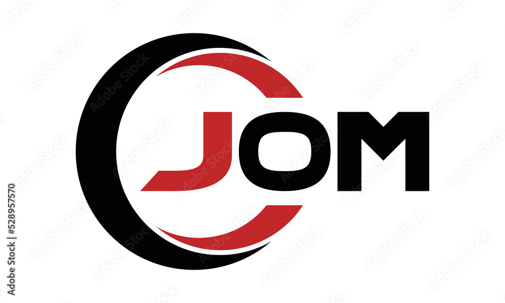 JOM three letter swoosh logo design vector template | monogram logo ...