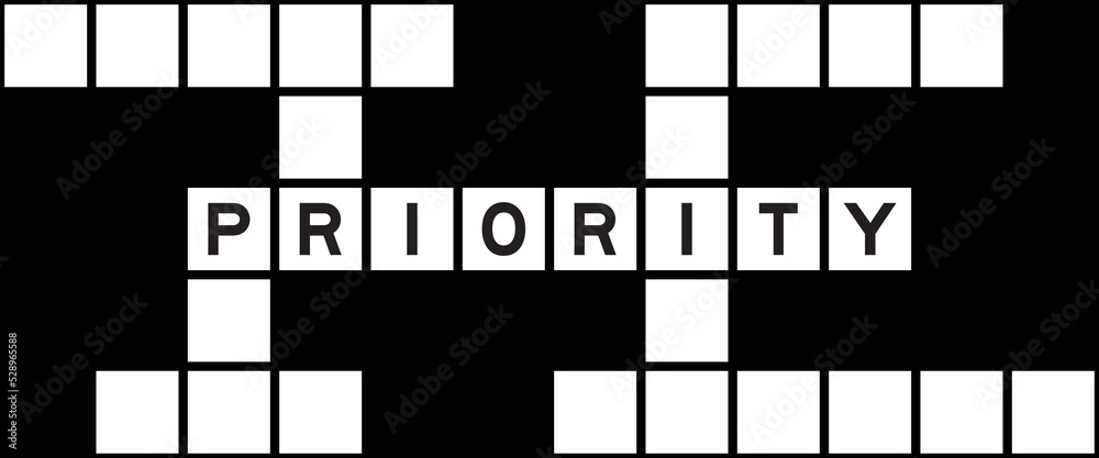 Alphabet letter in word priority on crossword puzzle background Stock ...