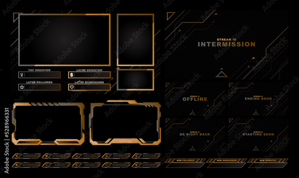 twitch Stream Facecam OBS Template Brown Game frame overlay design Pack ...