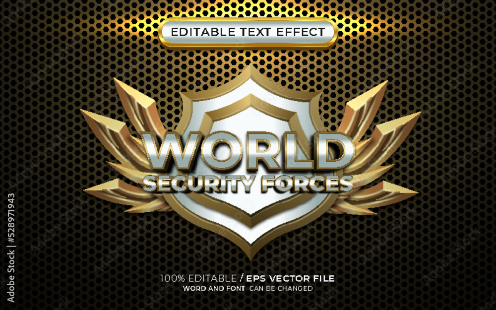 World Security Forces Badge with Editable 3d Text Effect Golden Style ...