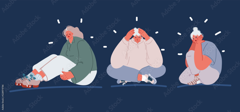 Vetor de Cartoon vector illustration of pain, stress, age and people ...
