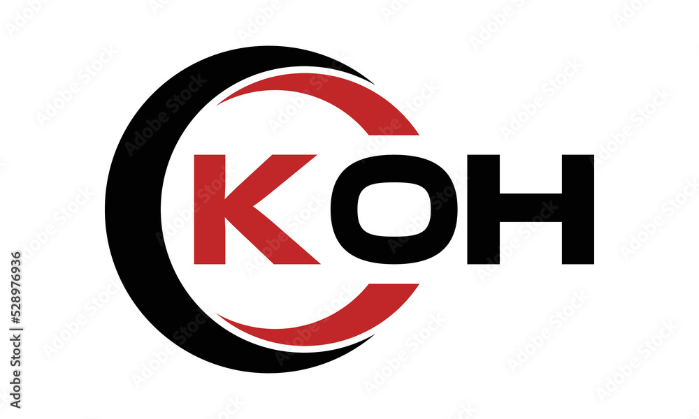 KOH three letter swoosh logo design vector template | monogram logo ...