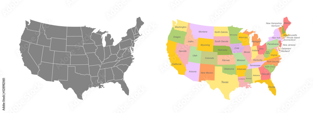 USA map. American map. United states of america vector country. Usa ...