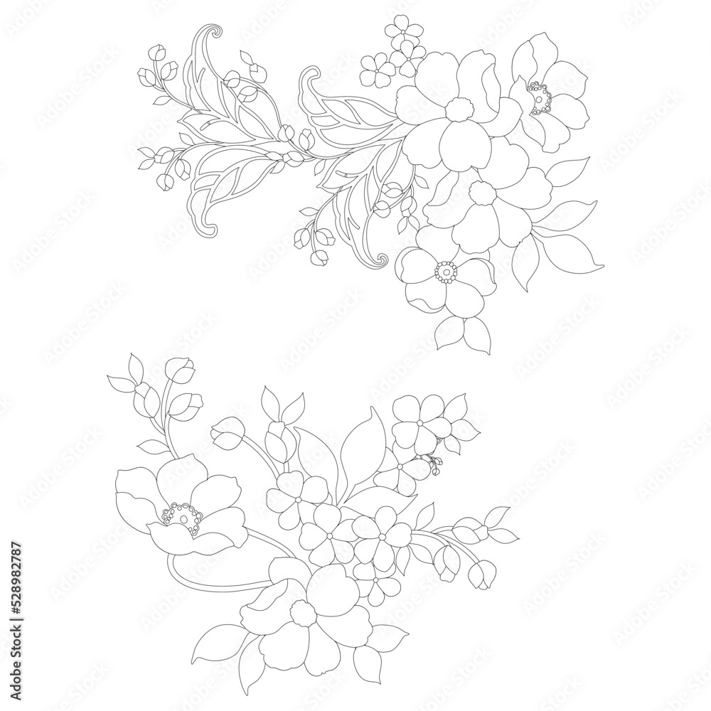 Flower Line Arts,Silhouette Art Line Flower Patterns,Outline Black And ...