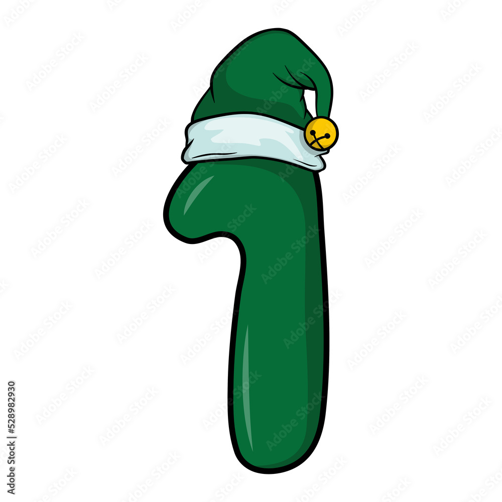 Christmas number 1, Christmas elf Numbers One, Cute Xmas Numbers Stock ...