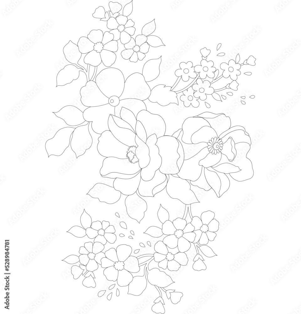 Flower Line Arts,Silhouette Art Line Flower Patterns,Outline Black And ...