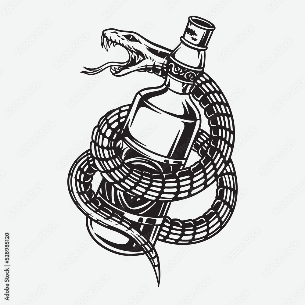 Snake and bottle vector Stock Vector | Adobe Stock