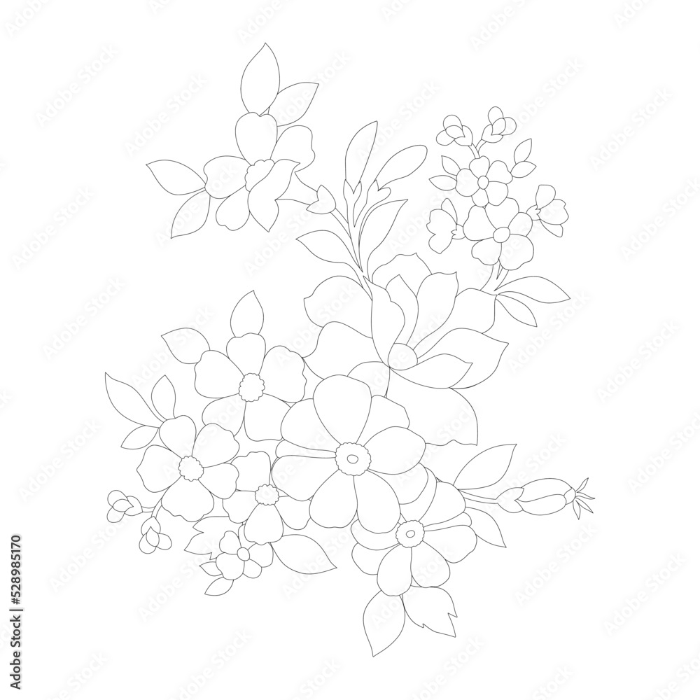 Flower Line Arts,Silhouette Art Line Flower Patterns,Outline Black And ...