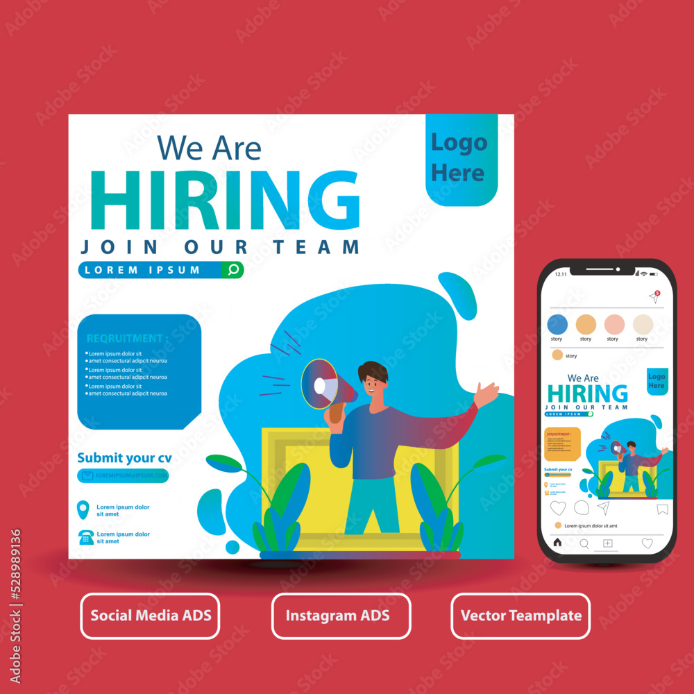 we are hiring jobs vector teamplate design for company start up digital ...