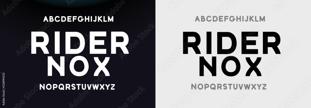 RIDER NOX Sports minimal tech font letter set. Luxury vector typeface ...