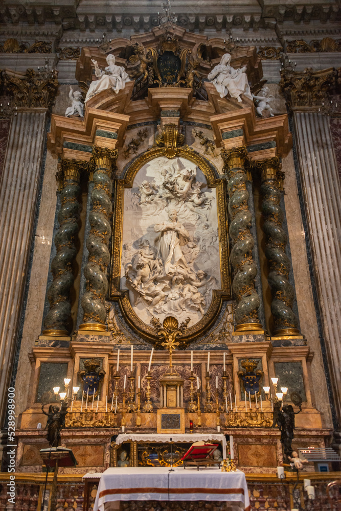 basilica of the jesuits and tomb of saint ignacius in rome street in ...