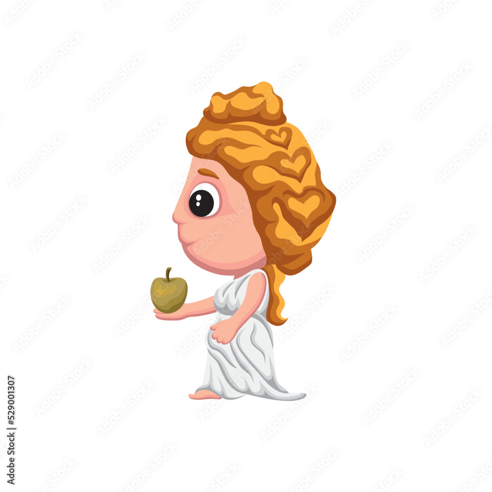 Cute cartoon style vector illustration of Greek goddess Aphrodite Stock ...