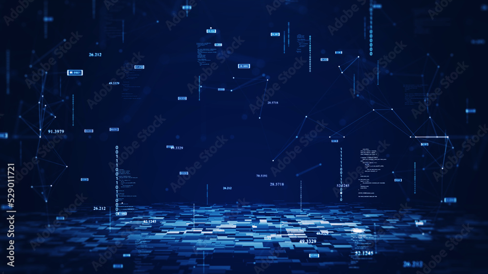 Cybersecurity digital information technology concept. Polygon binary ...