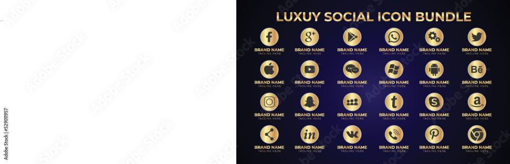 Luxury Collection of popular social media logo. Facebook, instagram ...