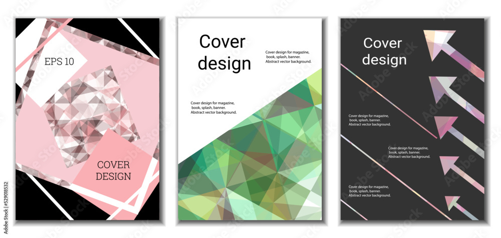 Cover design. Set of 3 covers. Imitation of crumpled paper. Unusual ...