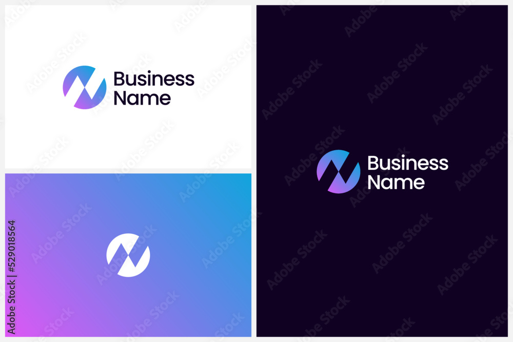 Letter N Logo With Negative Space Technique Stock Vector | Adobe Stock