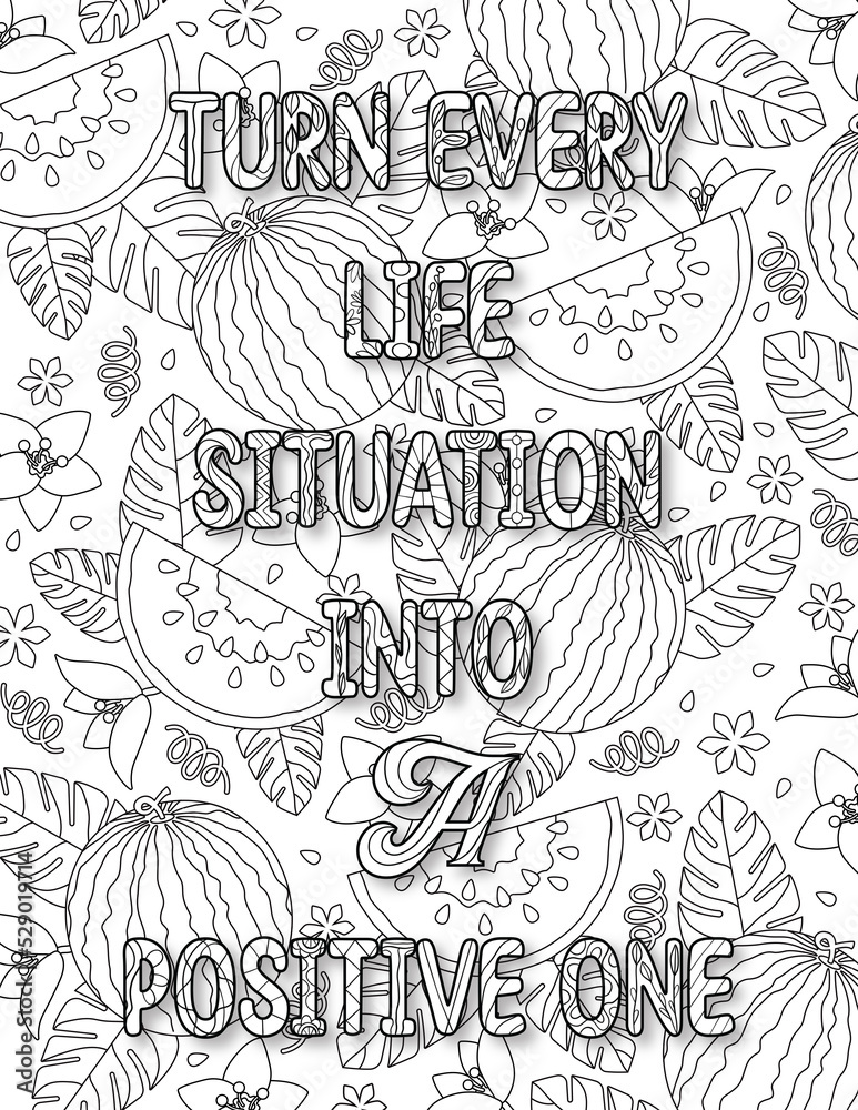 Stockillustratie Inspirational quotes adult coloring book pages ...