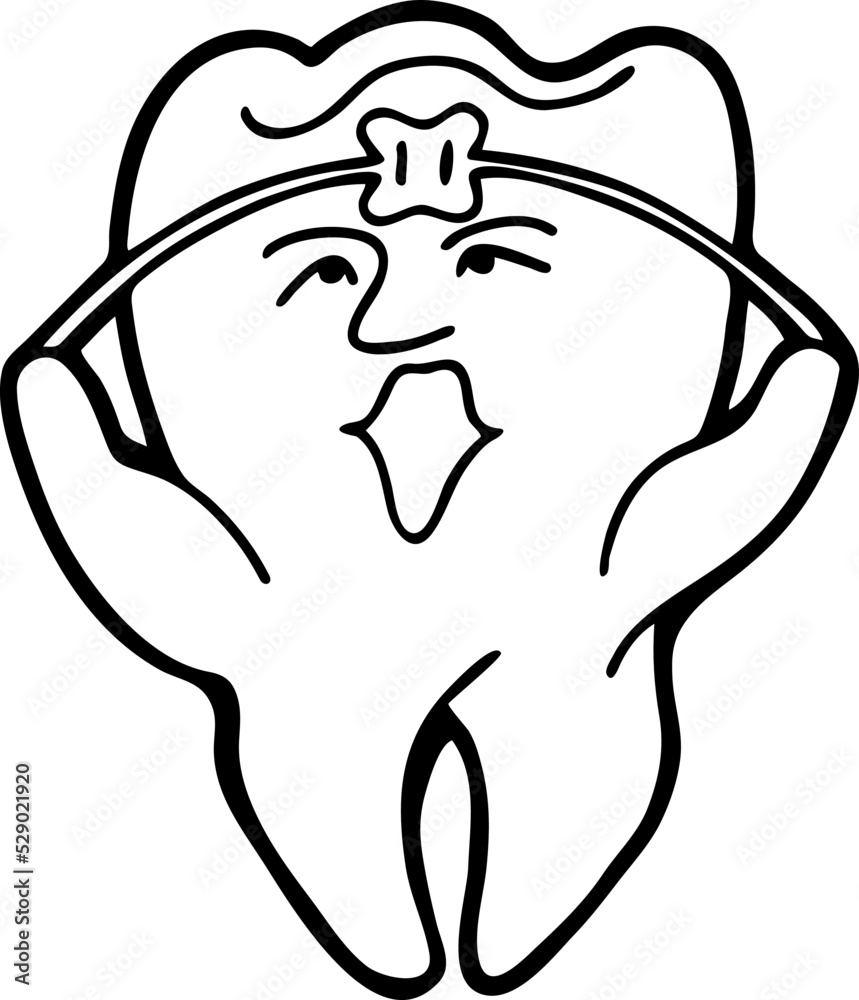 Root tooth cartoon character with problem and solution. Dental care for ...