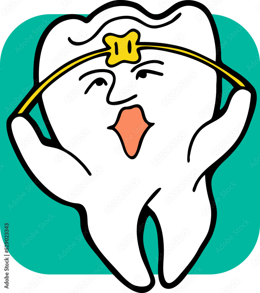 Root tooth cartoon character with problem and solution. Dental care for ...