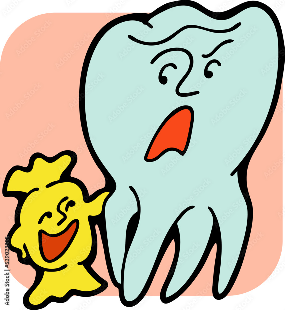 Root tooth cartoon character with problem and solution. Dental care for ...