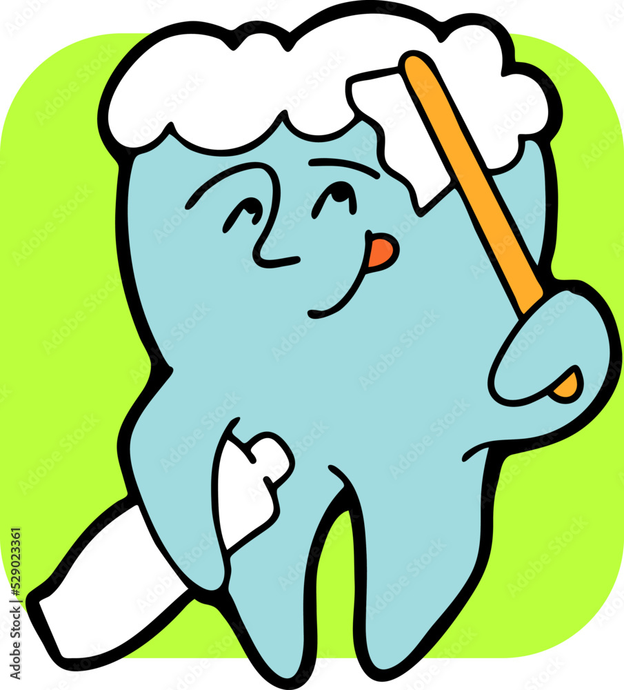 Root tooth cartoon character with problem and solution. Dental care for ...