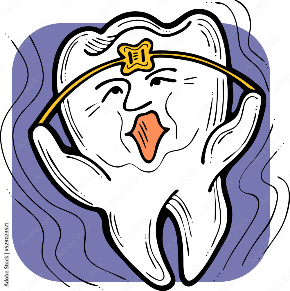 Root tooth cartoon character with problem and solution. Dental care for ...