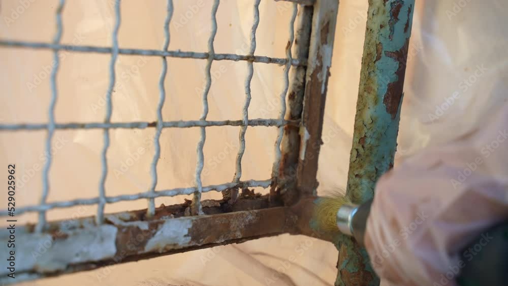 Video Stock Removing paint and rust from metal surface with round wire ...