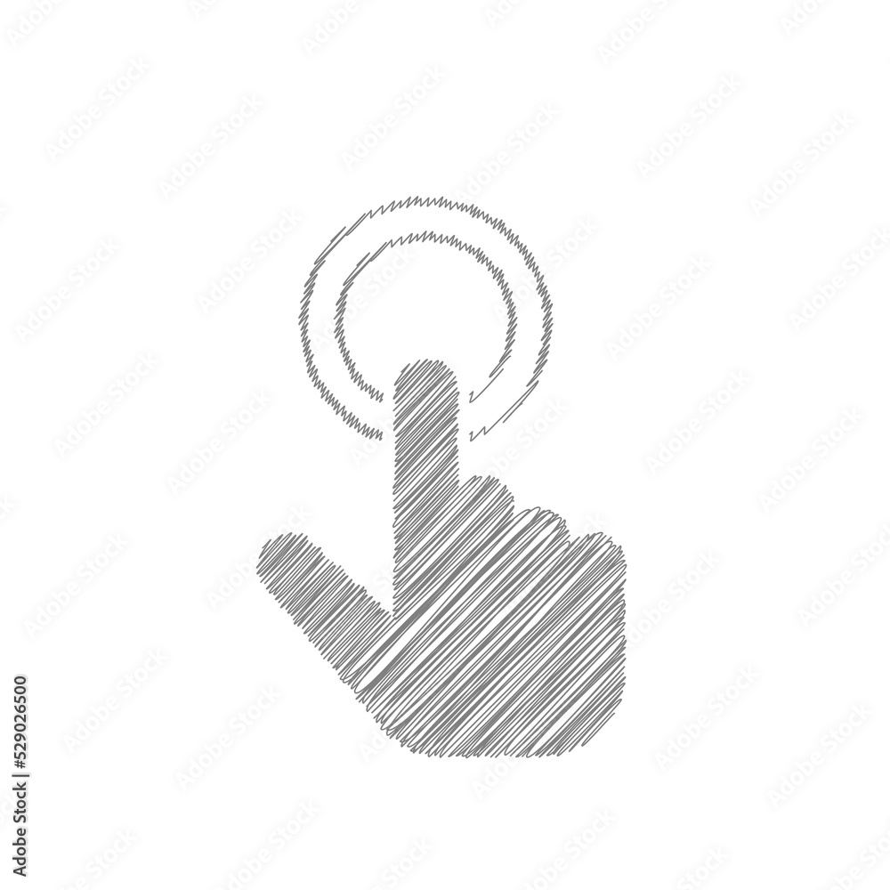 Finger pressing button sketch vector icon. Cursor pointer symbol, logo ...