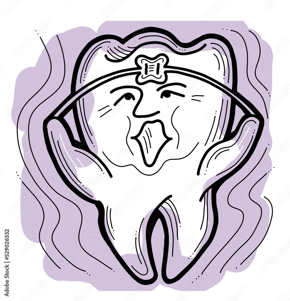Root tooth cartoon character with problem and solution. Dental care for ...