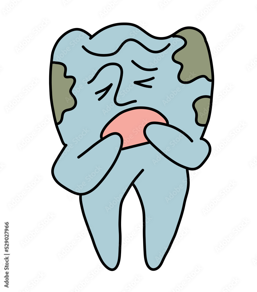 Root tooth cartoon character with problem and solution. Dental care for ...