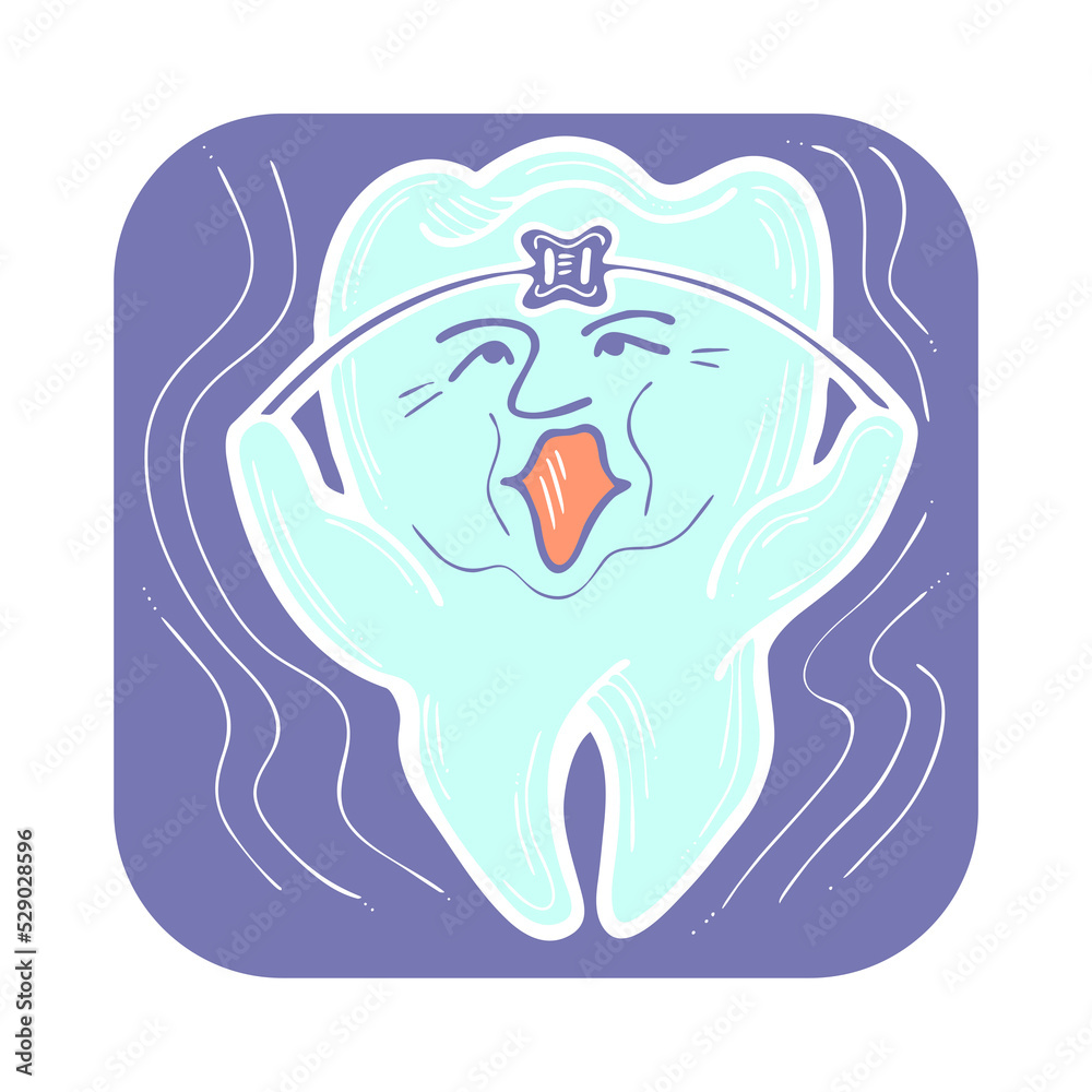 Root tooth cartoon character with problem and solution. Dental care for ...