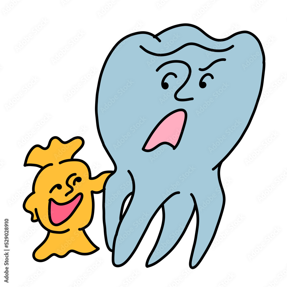 Root tooth cartoon character with problem and solution. Dental care for ...
