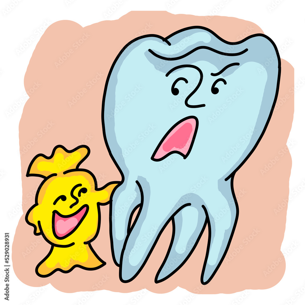 Root tooth cartoon character with problem and solution. Dental care for ...