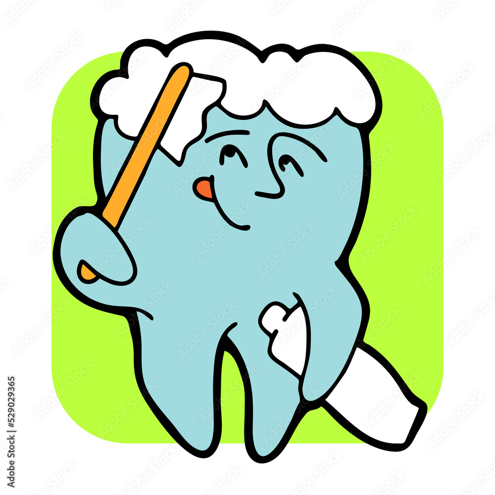 Root tooth cartoon character with problem and solution. Dental care for ...