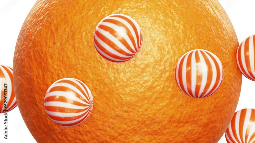 Realistic satisfying looping 3D animation of the orange peel sphere ...