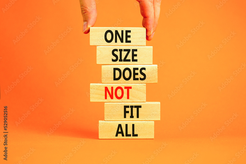 One size does not fit all symbol. Concept words One size does not fit ... One size does not fit all symbol. Concept words One size does not fit ...