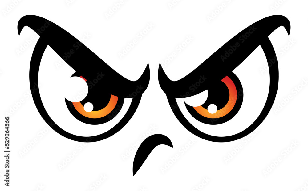 Angry face evil cartoon eyes and mouth vector graphic Stock Vector ...