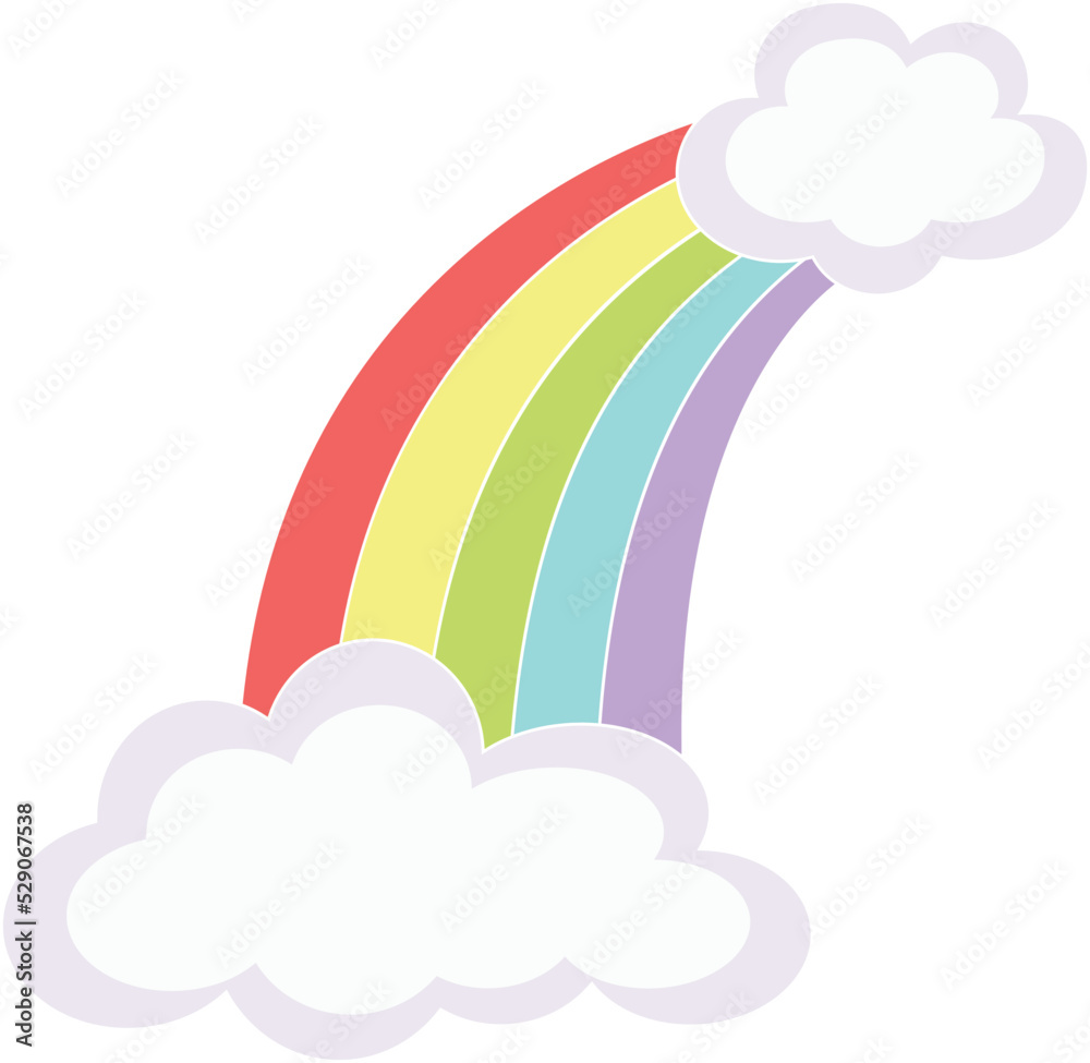 Rainbow between clouds, weather phenomenon - vector clip art. Rainbow ...