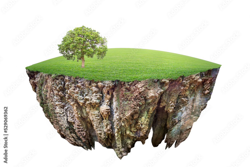round soil ground cross section with earth land and green grass ...