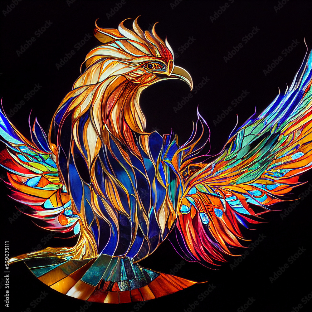 Phoenix Stained Glass Hawk Eagle Falcon Stock Photo | Adobe Stock
