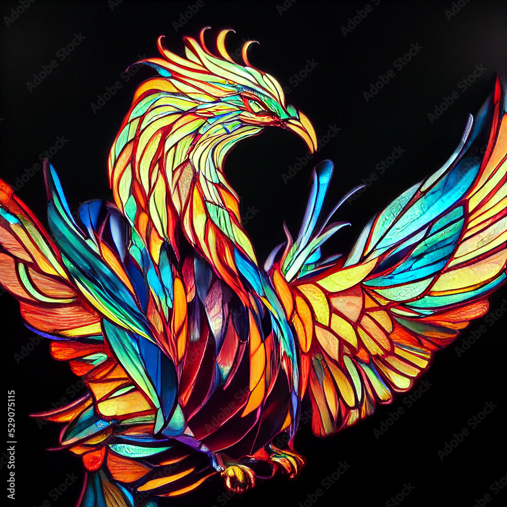 Phoenix Stained Glass Hawk Eagle Falcon Stock Photo | Adobe Stock