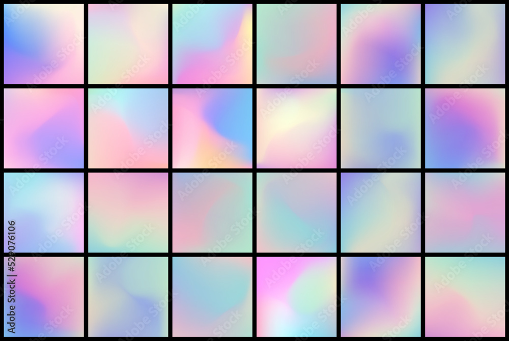 Set of holographic textures, mesh gradients. Modern combinations of ...