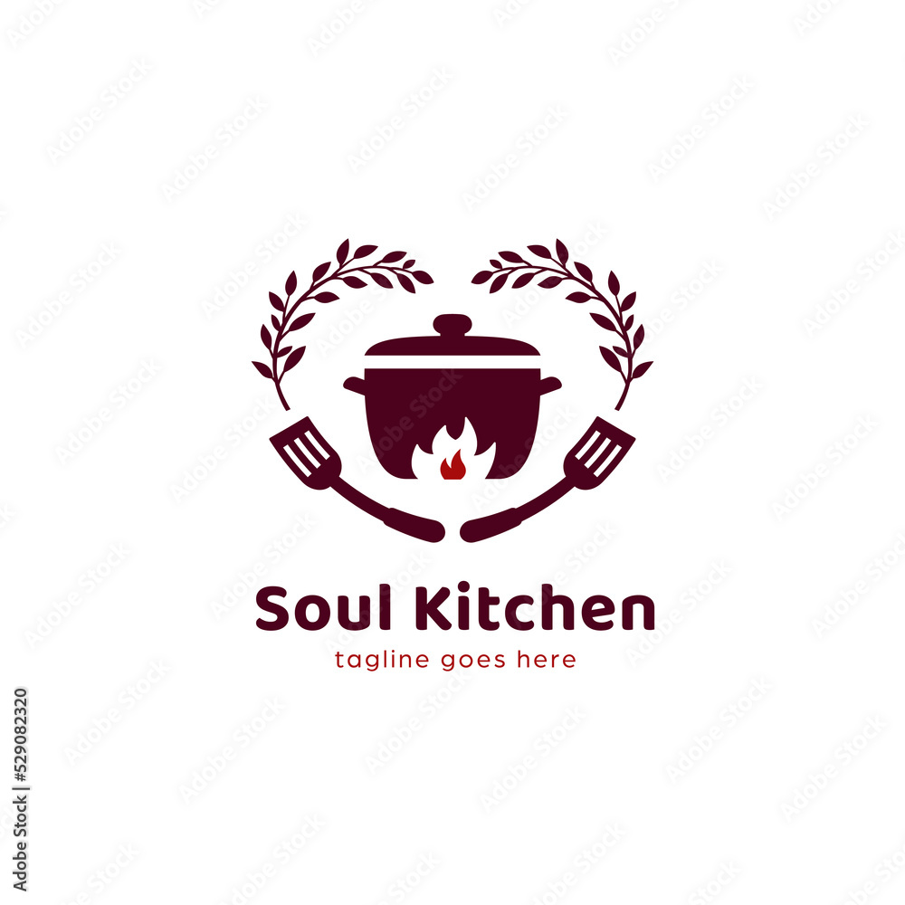 hot pot soul food soul kitchen logo with love frame. Lovely home made ...
